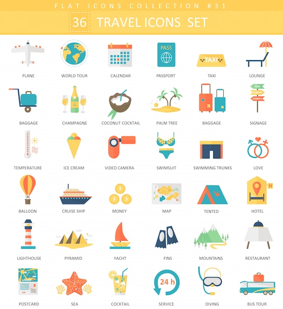Comprehensive Travel Icon Collection Featuring Diverse Visual Elements ...