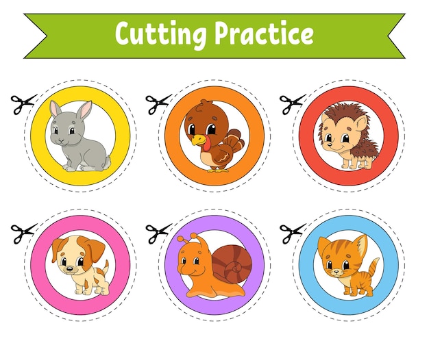 Adorable Animal Cutting Practice Shapes for Kids | Jiffy Designs