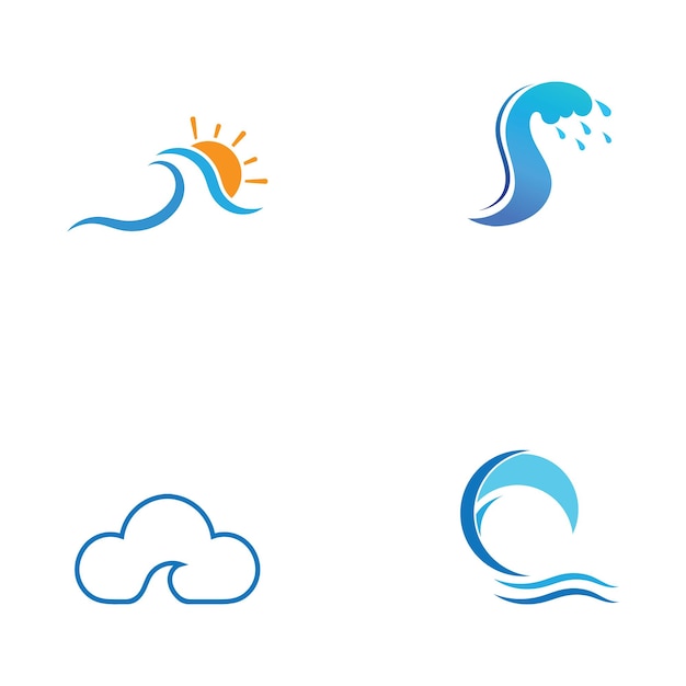 Vibrant Coastal Symbols: Waves, Sun, and Clouds Illustrated | Jiffy Designs