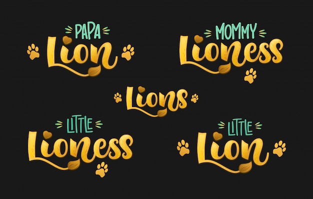 Vibrant Lion-Themed Typography Collection with Paw Prints | Jiffy Designs