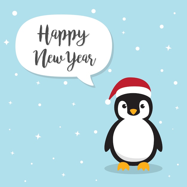 Cheerful Penguin Welcoming the New Year with Snowy Backdrop | Jiffy Designs