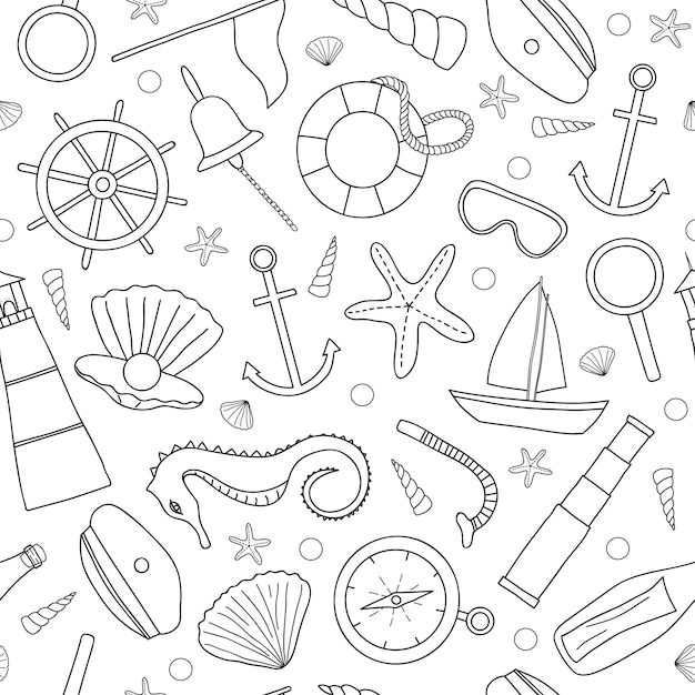 Nautical Elements Collection: Anchors, Shells, and Sailing Symbols ...
