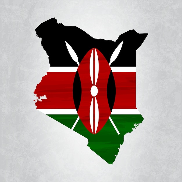 Vibrant Kenyan Flag Silhouette with Iconic Emblem | Jiffy Designs