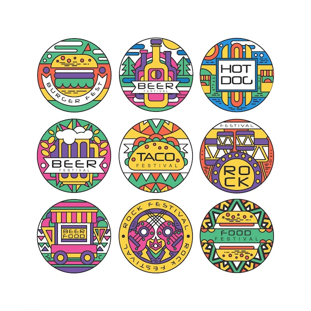 Vibrant Collection of Playful Food and Drink Themed Badges and Emblems ...