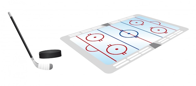 Illustrated Ice Hockey Rink with Stick and Puck Clipart | Jiffy Designs