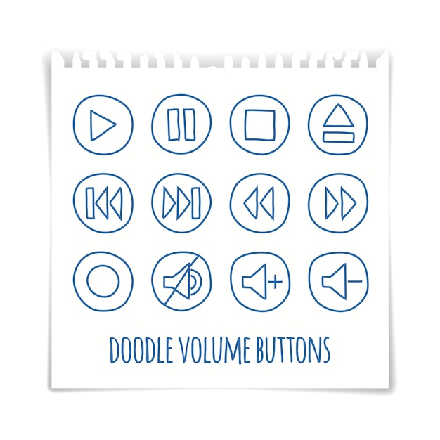 Minimalist Doodle Volume Control Buttons on Paper Background | Jiffy ...