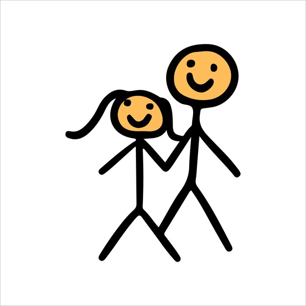 Joyful Stick Figures Holding Hands in Whimsical Style | Jiffy Designs