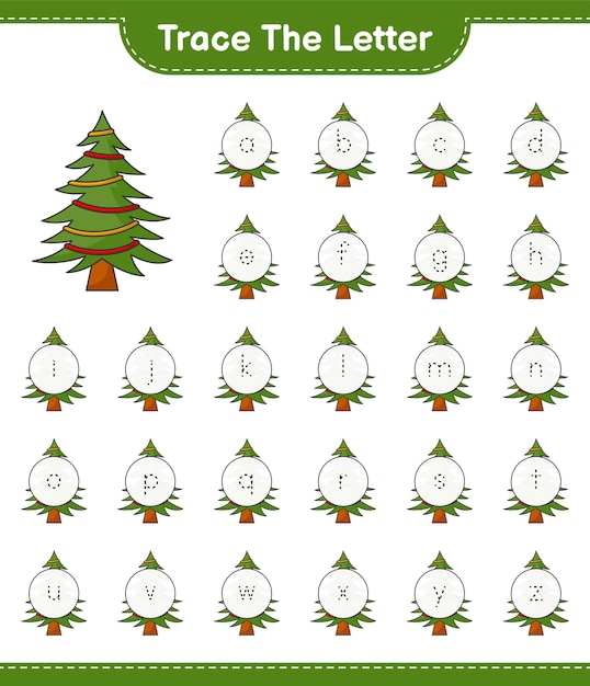 Festive Christmas Tree Alphabet Tracing Worksheet | Jiffy Designs