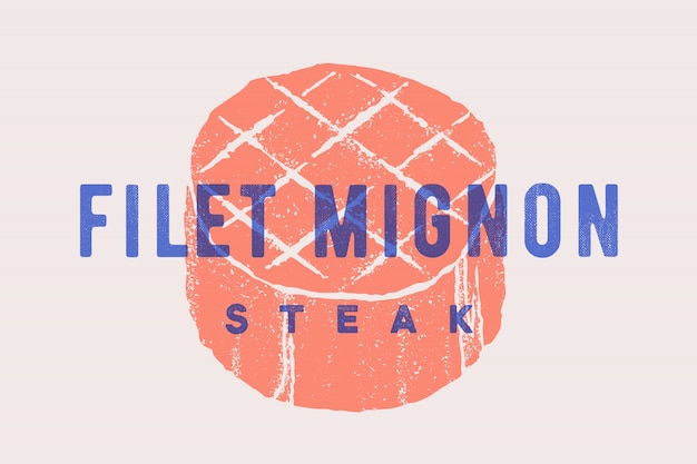 Savory Filet Mignon Steak Emblem with Textured Design | Jiffy Designs