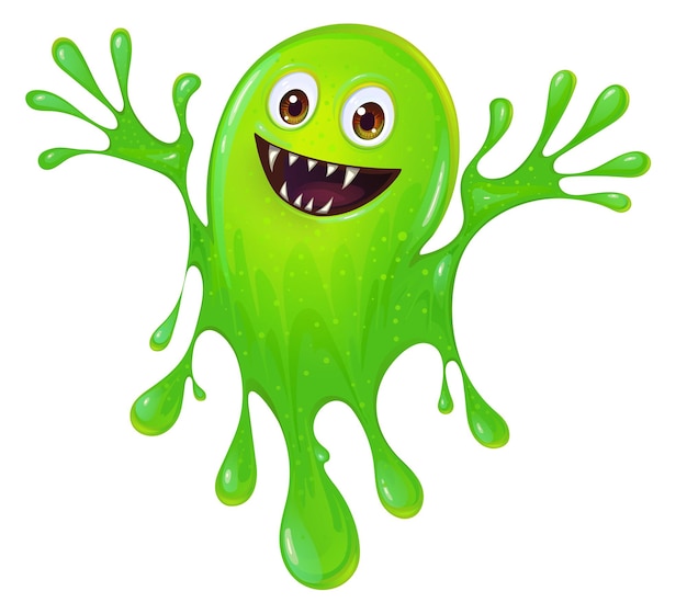 Playful Green Slime Creature with Joyful Expression | Jiffy Designs