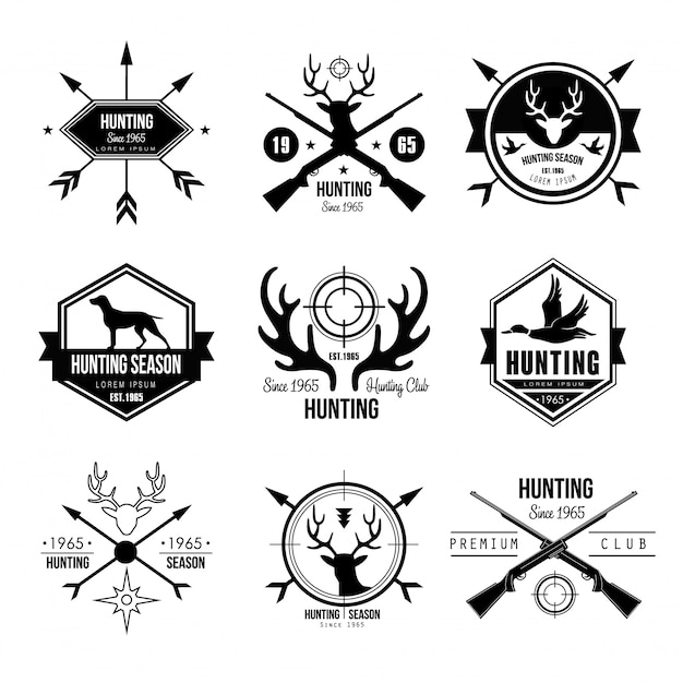 Diverse Collection of Hunting-Themed Vintage Badges and Logos | Jiffy ...