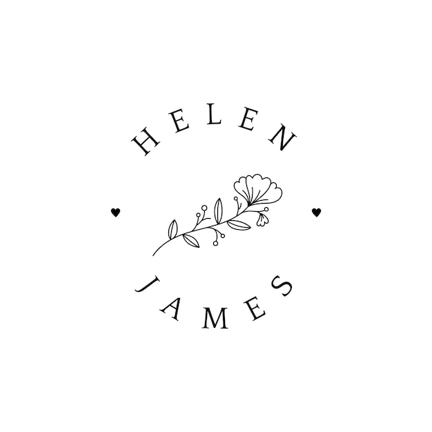 Elegant Botanical Illustration with Name Helen Ames | Jiffy Designs