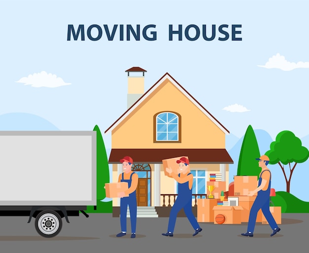 Hardworking Movers Transporting Belongings to New Family Home | Jiffy ...