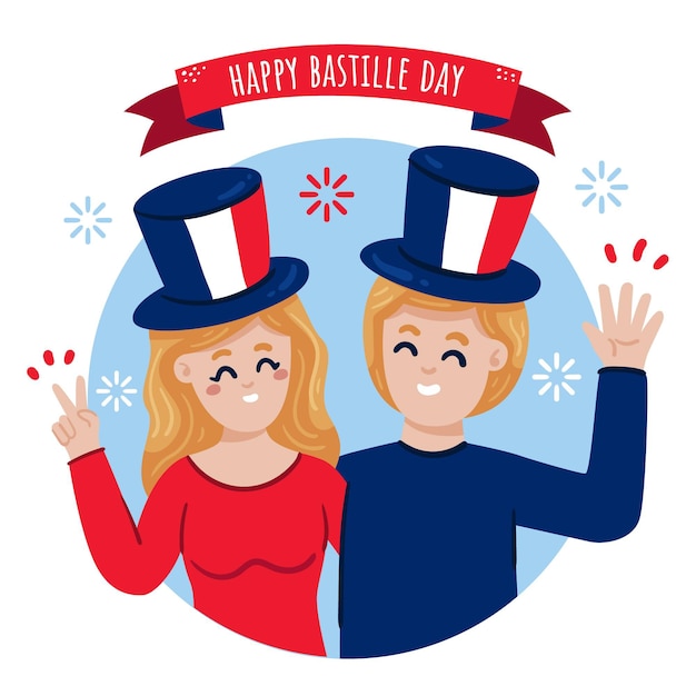 Cheerful Couple Celebrating Bastille Day with Patriotic Hats | Jiffy ...