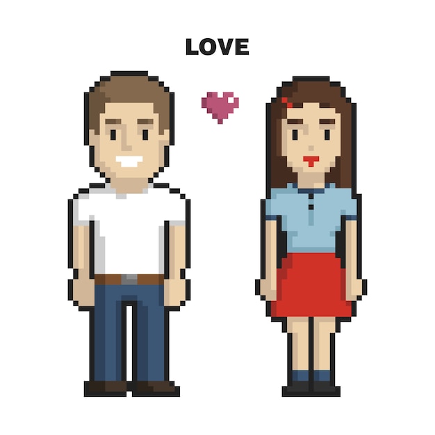 Charming Pixel Couple Expressing Love | Jiffy Designs