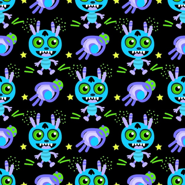 Whimsical Alien Creatures in a Playful Cosmic Landscape | Jiffy Designs