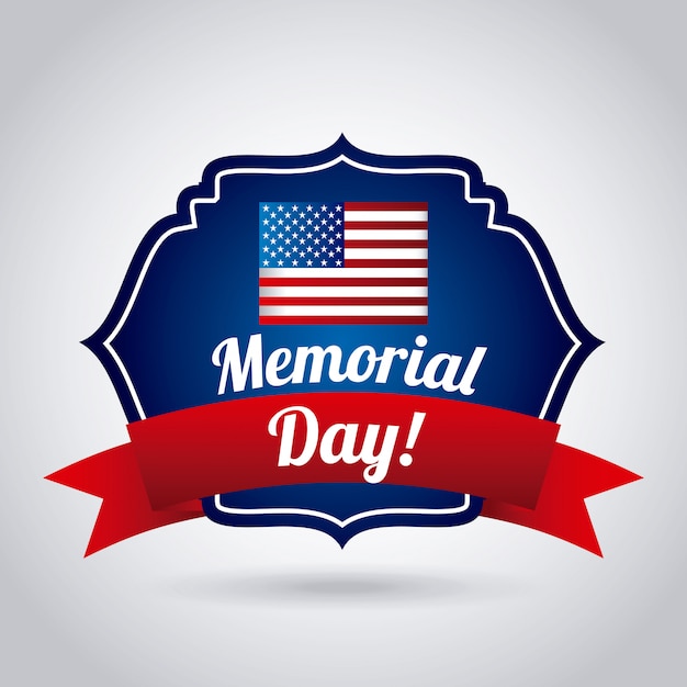 Memorial Day Patriotic Emblem with American Flag and Banner | Jiffy Designs