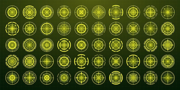 Diverse Collection of Futuristic Targeting Reticles and Crosshairs ...