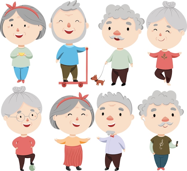 Charming Collection of Diverse Elderly Cartoon Characters | Jiffy Designs