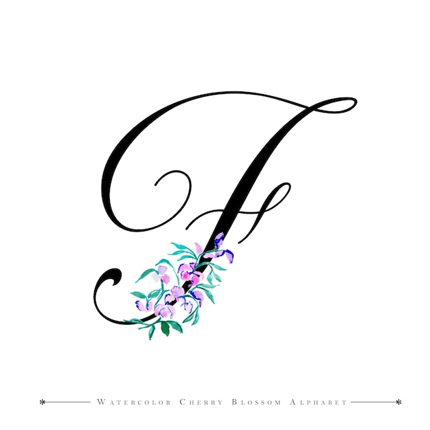 Elegant Floral Cursive Initial with Watercolor Blooms | Jiffy Designs