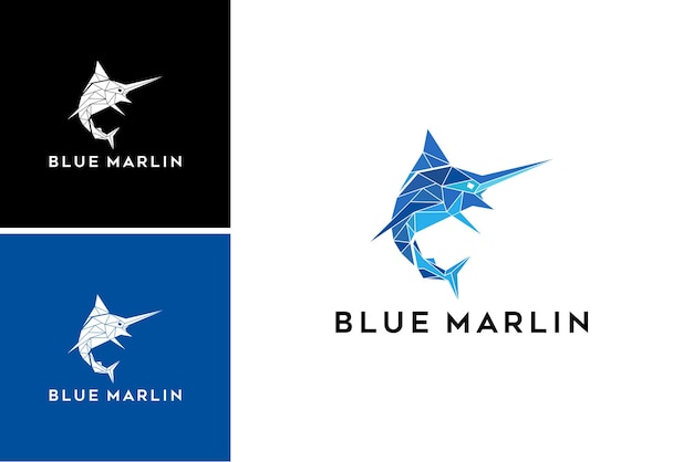 Striking Geometric Blue Marlin Illustration in Sleek Design | Jiffy Designs