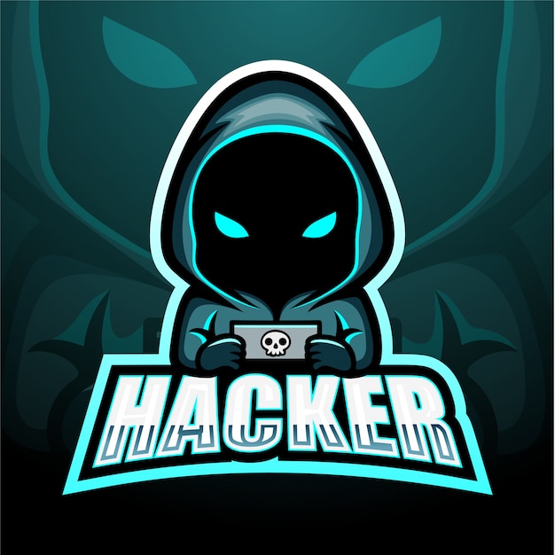 Mysterious Hacker in Ominous Hooded Silhouette Emblem | Jiffy Designs