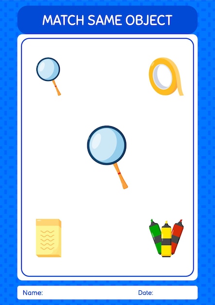 Matching Game with Magnifying Glasses and Stationery Icons | Jiffy Designs