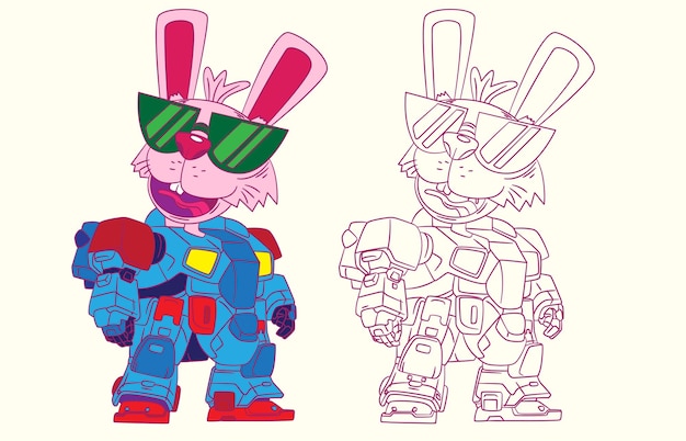 Colorful Rabbit Robots with Futuristic Armor and Bunny Ears | Jiffy Designs