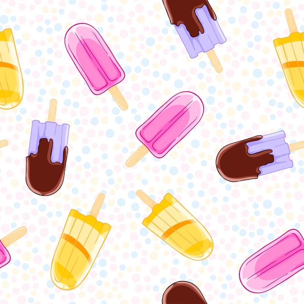 Vibrant Popsicle Pattern with Colorful Frozen Treats Illustrations ...