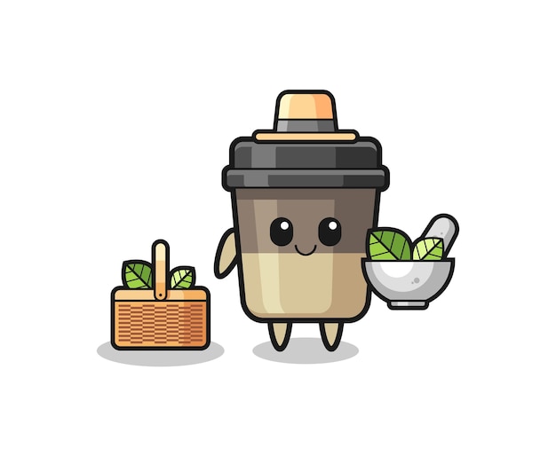 Cute Cartoon Coffee Grinder with Fresh Herbs | Jiffy Designs