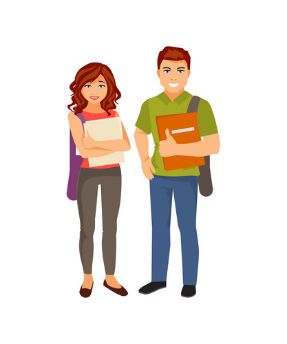 Couple Students Isolation On A White Background. Vector Illustration ...