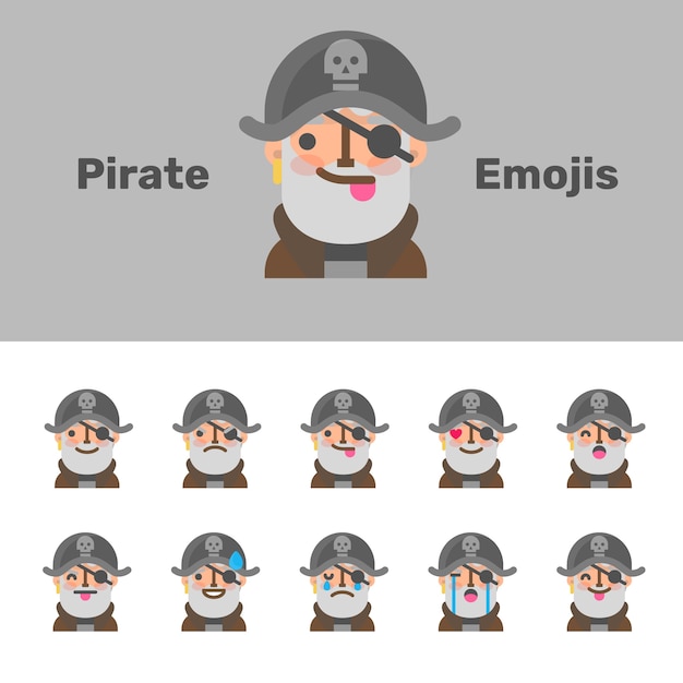 Jolly Pirate Emoji Collection with Eyepatch and Bandana | Jiffy Designs