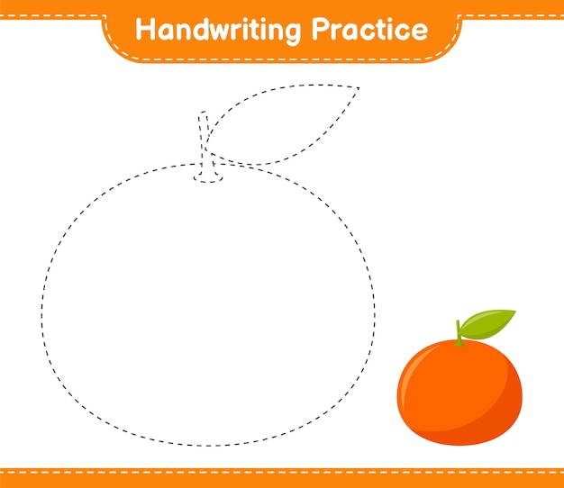 Vibrant Orange Fruit with Leaf Handwriting Practice | Jiffy Designs