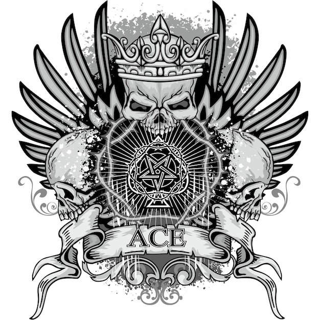 Majestic Winged Skull Emblem with Ornate Accents | Jiffy Designs