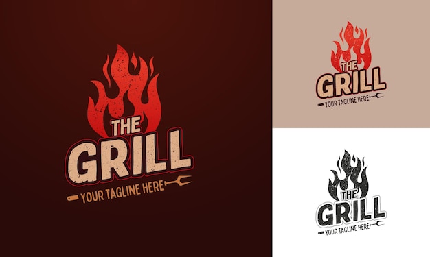 Sizzling Hot Grill Logo with Fiery Flames | Jiffy Designs