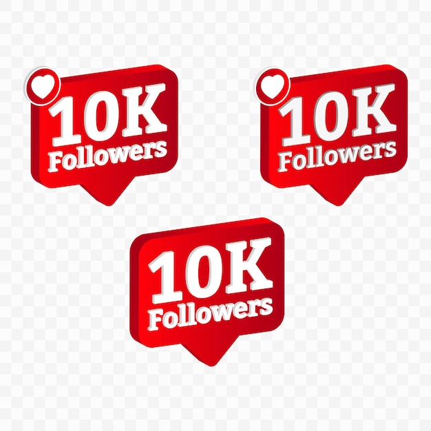 Vibrant Red 10K Follower Badges with Circular Designs | Jiffy Designs