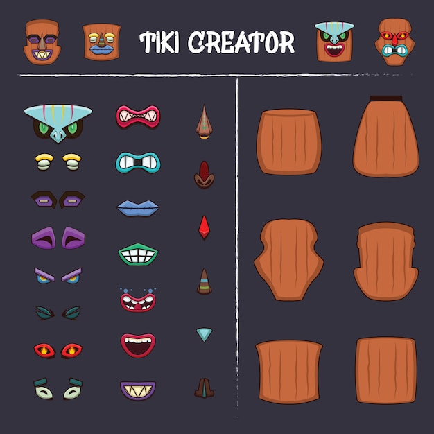 Vibrant Tiki Mask Creator Kit with Diverse Design Elements | Jiffy Designs