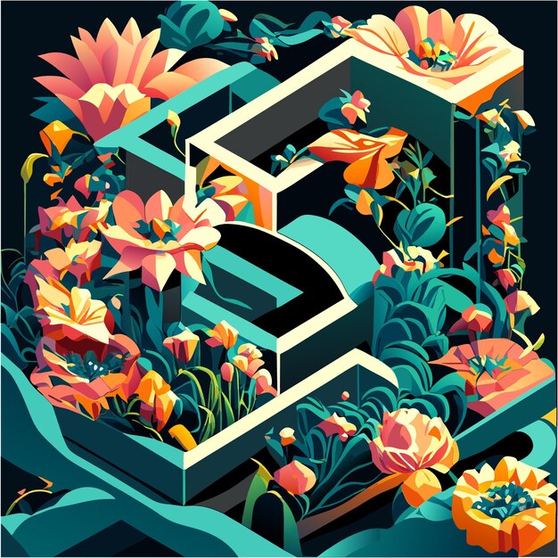 Vibrant Floral Number 5 with Lush Foliage | Jiffy Designs