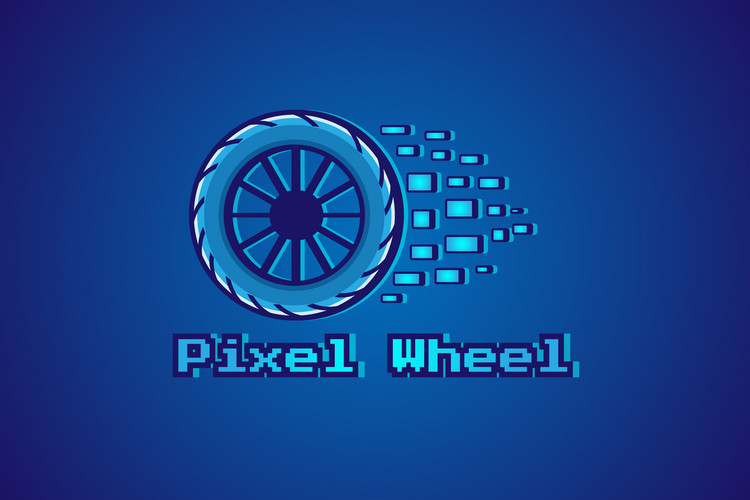 Pixel Wheel Logo Cartoon Illustration | Jiffy Designs
