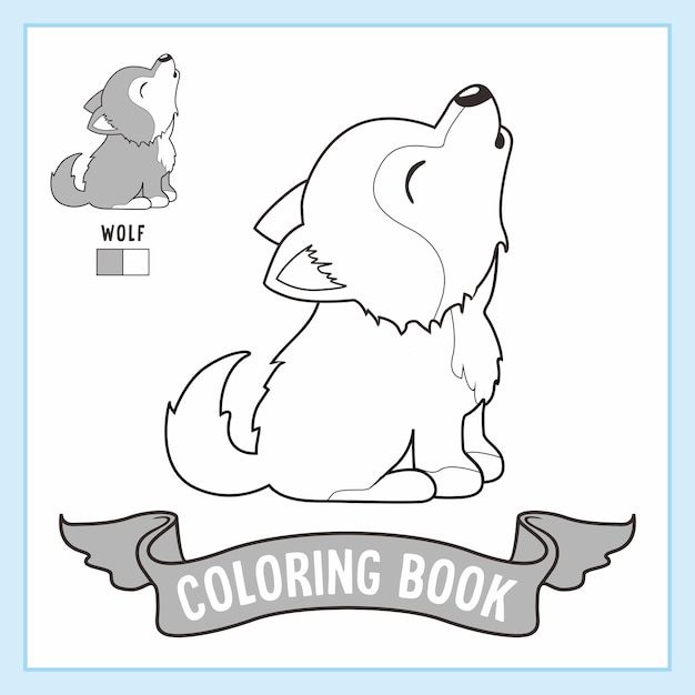 Playful Wolf Howling on Coloring Book Cover | Jiffy Designs
