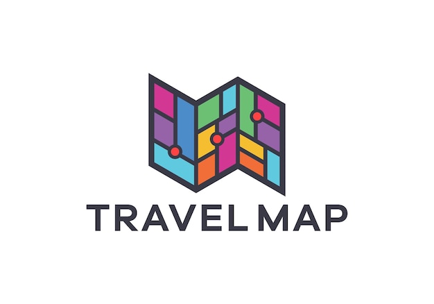 Vibrant Geometric Travel Map with Colorful Markers | Jiffy Designs