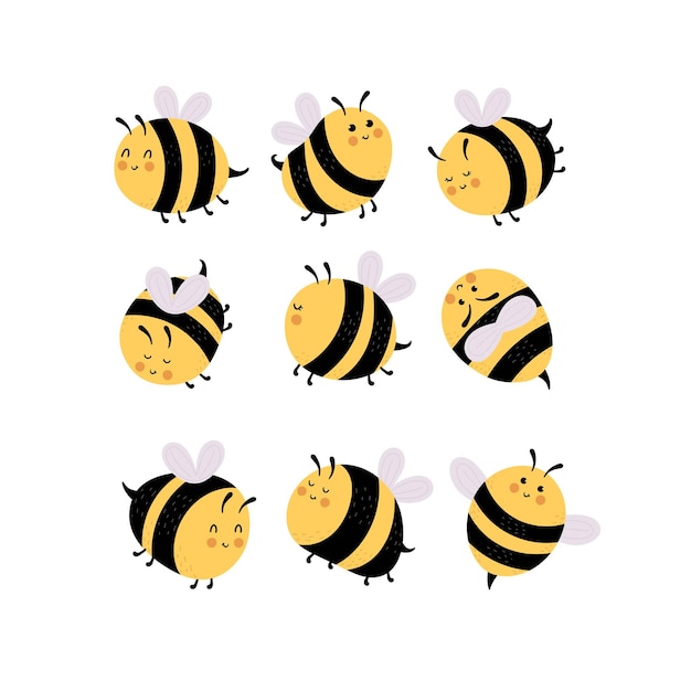 Charming Bumble Bee Illustrations in Playful Cartoon Style | Jiffy Designs