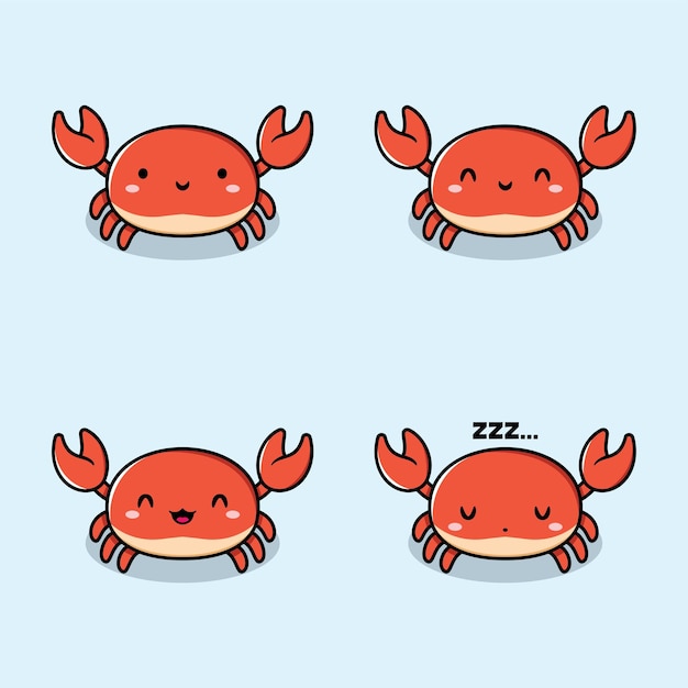 Adorable Crab Emoji Collection with Expressive Poses | Jiffy Designs