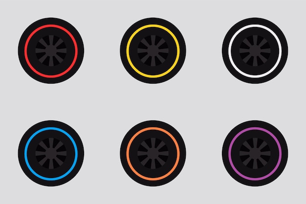 Vibrant Wheel Emblem Collection with Diverse Color Schemes | Jiffy Designs