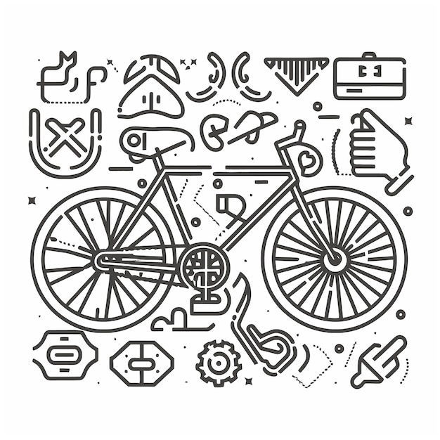 Intricate Bicycle Illustration with Decorative Elements | Jiffy Designs