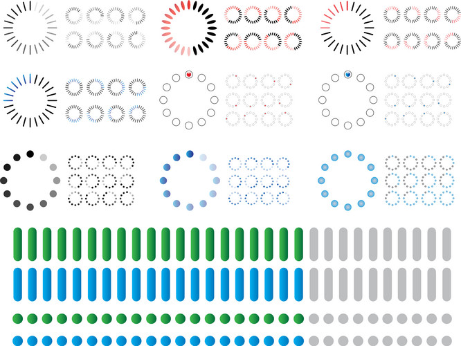 Set Of Modern Preloaders And Progress Loading Bars | Jiffy Designs