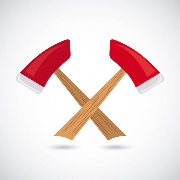 Crossed Red and Wooden Axe Illustration | Jiffy Designs