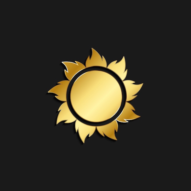 Radiant Golden Sun Icon with Fiery Petals | Jiffy Designs