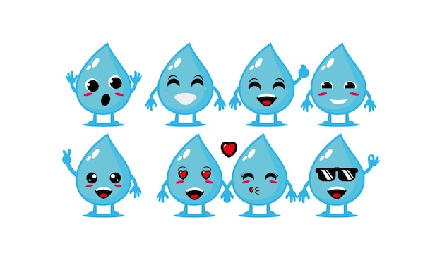 Cheerful Water Droplet Characters with Expressive Faces | Jiffy Designs