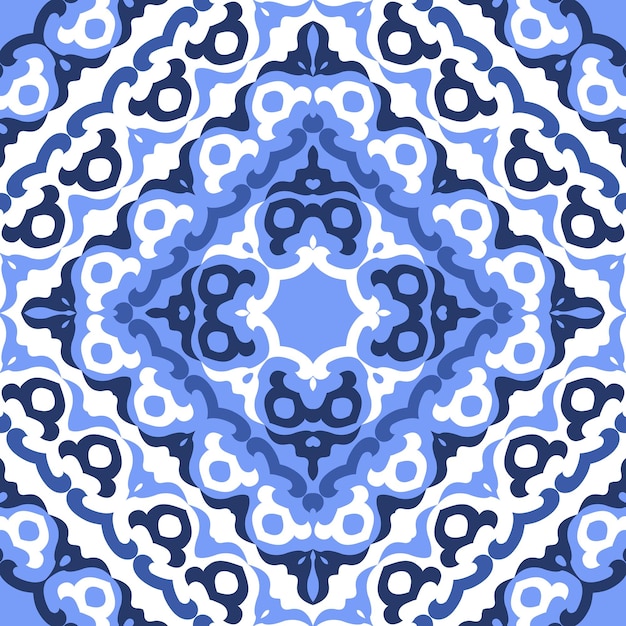 Intricate Porcelain Tile Pattern in Shades of Blue | Jiffy Designs